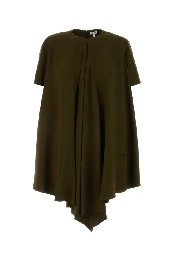 Loewe Khaki Stretch Cady Mini Dress