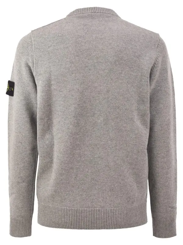 Stone Island Crew-neck Jumper With Reverse Stitch Details - Gray
