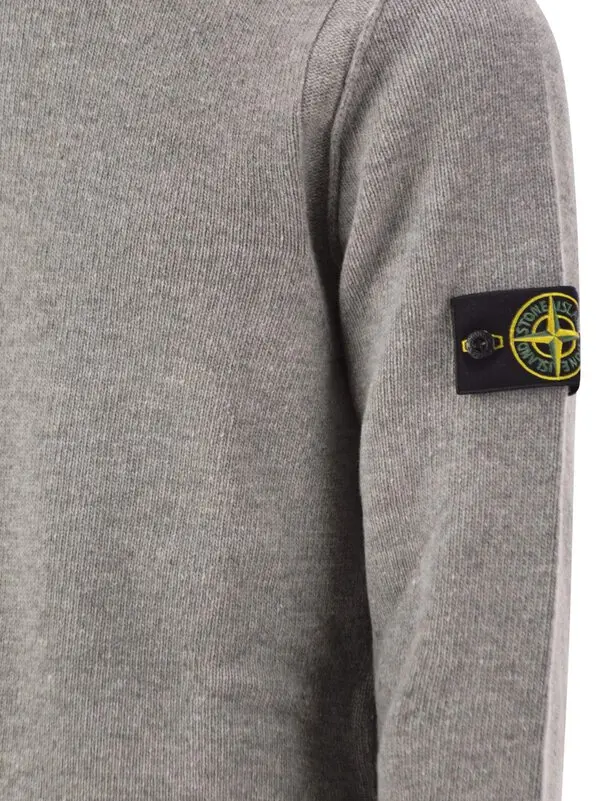 Stone Island Crew-neck Jumper With Reverse Stitch Details - Gray