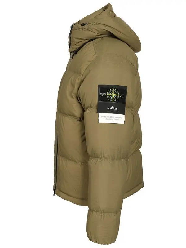 Stone Island Down Jacket In 6.6 Ripstop Nylon Cordura - Green
