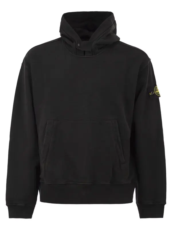 Stone Island Oversized Hoodie With Raglan Sleeves - Black