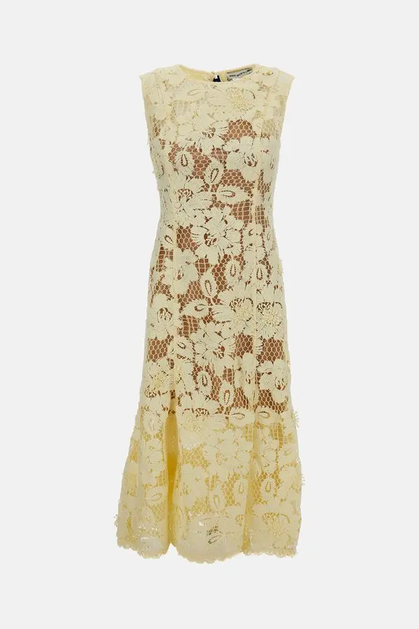 SELF-PORTRAIT Crochet Lace Midi Dress - Multicolor