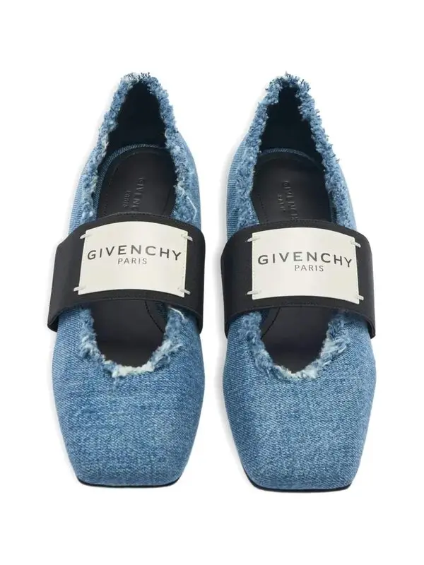 Givenchy Denim Square-toe Ballet Flats - Blue