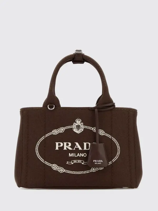 Prada Printed Logo Canvas Jardinière Bag - Brown