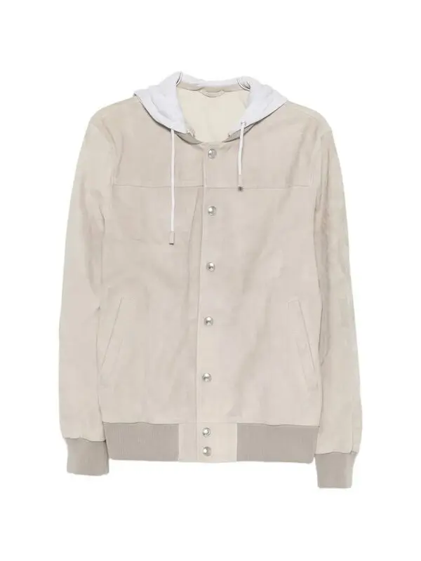 Eleventy Hooded Suede Jacket - Green