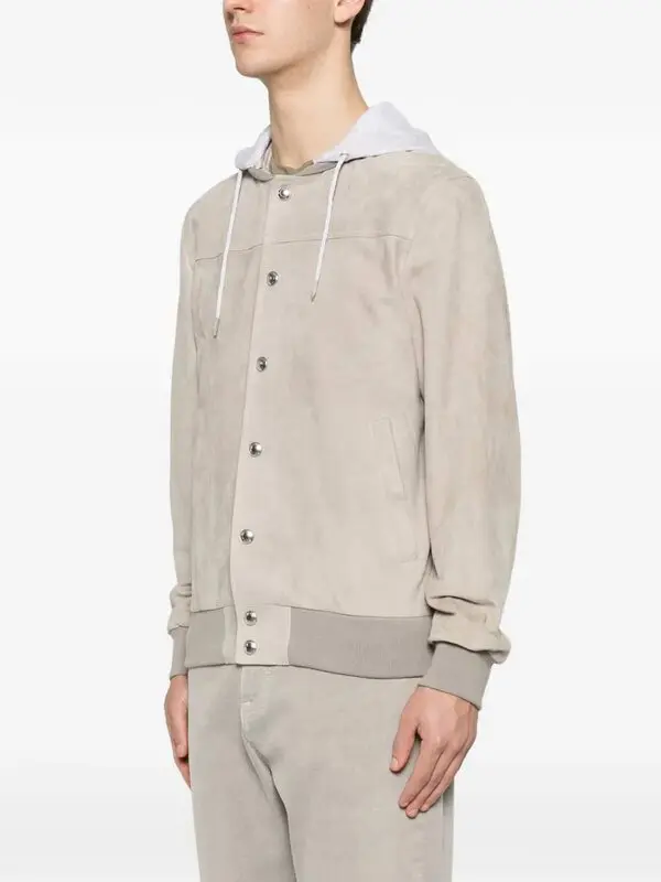 Eleventy Hooded Suede Jacket - Green