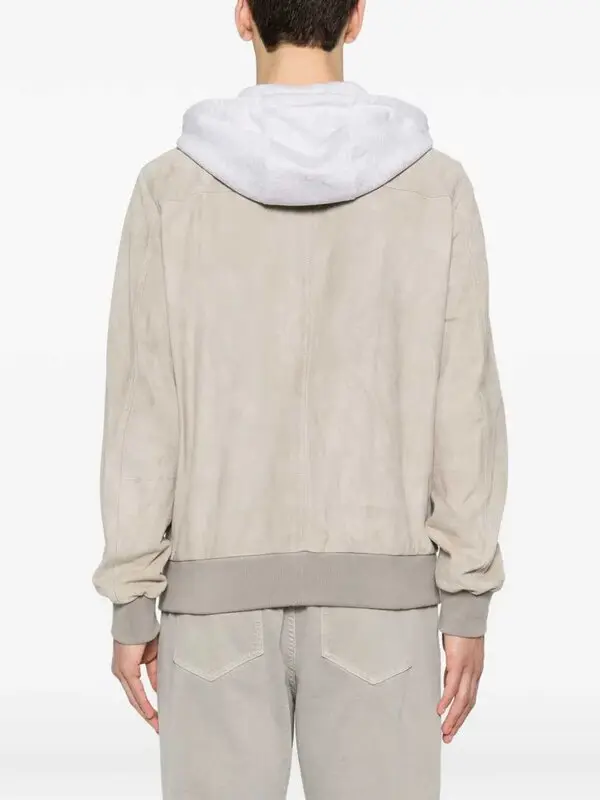 Eleventy Hooded Suede Jacket - Green