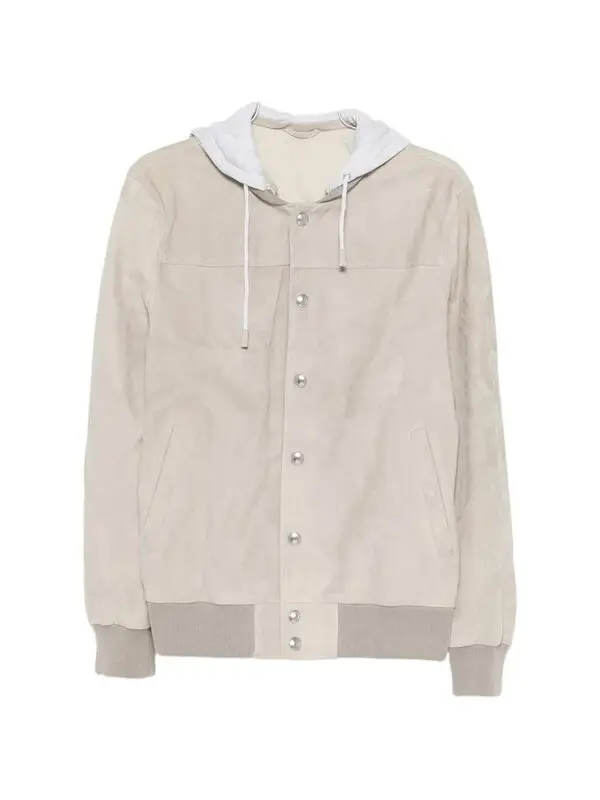 Eleventy Hooded Suede Jacket - Green