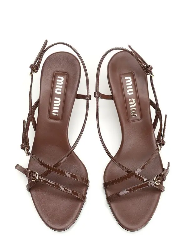 Miu Miu Patent Leather Sandals - Brown