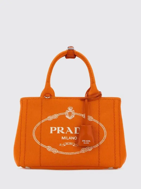 Prada Printed Logo Canvas Jardinii¨re Bag - Orange