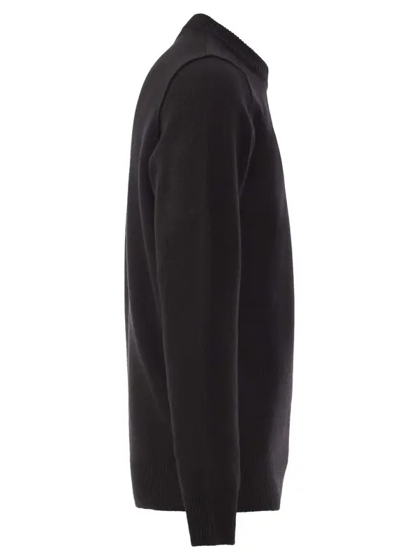 Stone Island Crew-neck Jumper With Reverse Stitch Details - Black