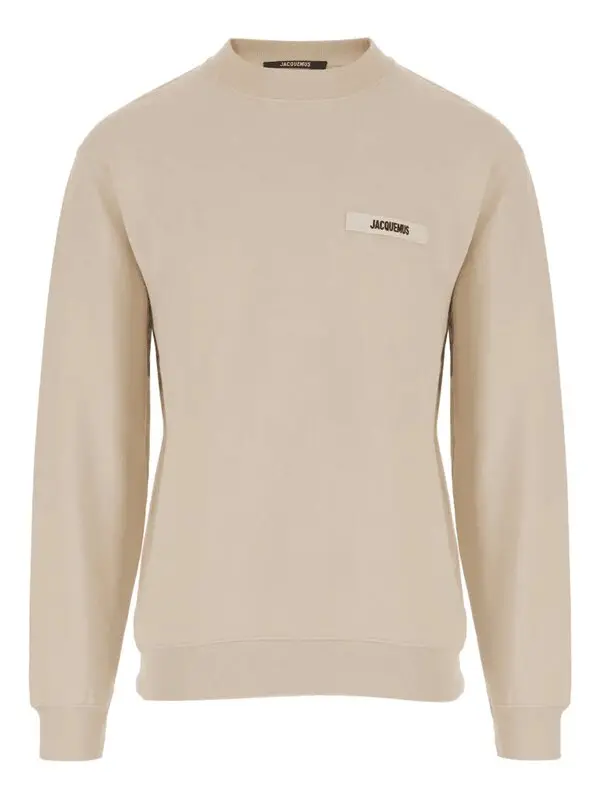 Jacquemus The Gros Grain Crewneck Sweatshirt With Logo Plaque - Brown