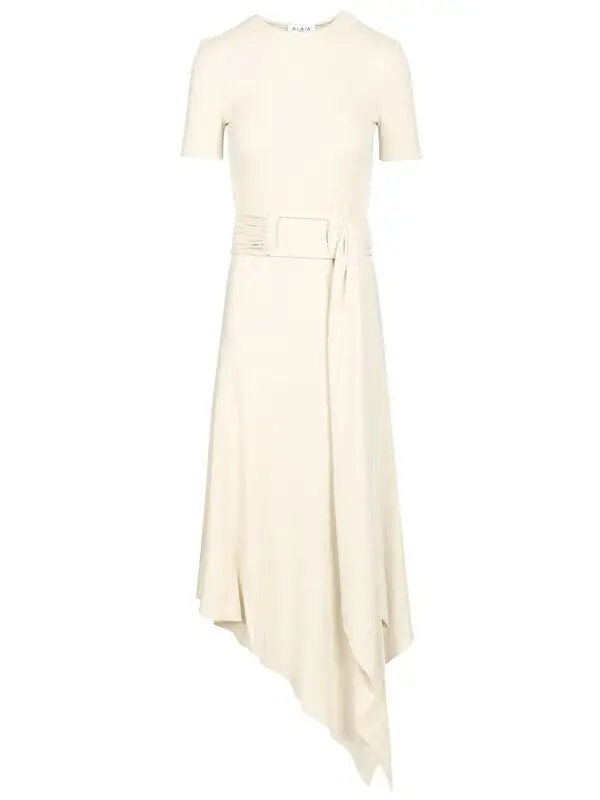 Alaïa Jersey Dress With Belt - White