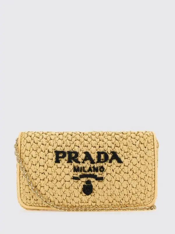 Prada Raffia Shoulder Bag - Cream