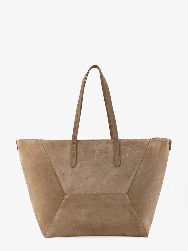 Brunello Cucinelli Bc Duo Suede Shoulder Bag With Engraved Logo - Multicolor