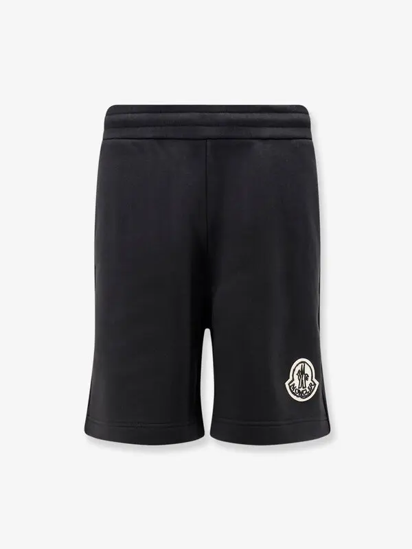 Moncler Cotton Bermuda Shorts With Front Logo Patch - Multicolor