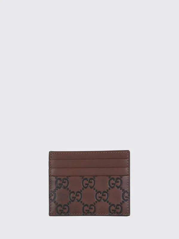 Gucci Gg Emblem Leather Card Holder With Gg Monogram - Brown