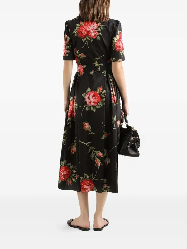 Dolce & Gabbana Floral Midi Dress With Belt - Multicolor