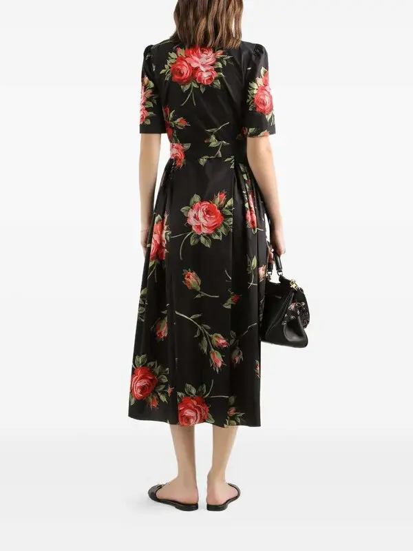 Dolce & Gabbana Floral Print Midi Dress With Belt