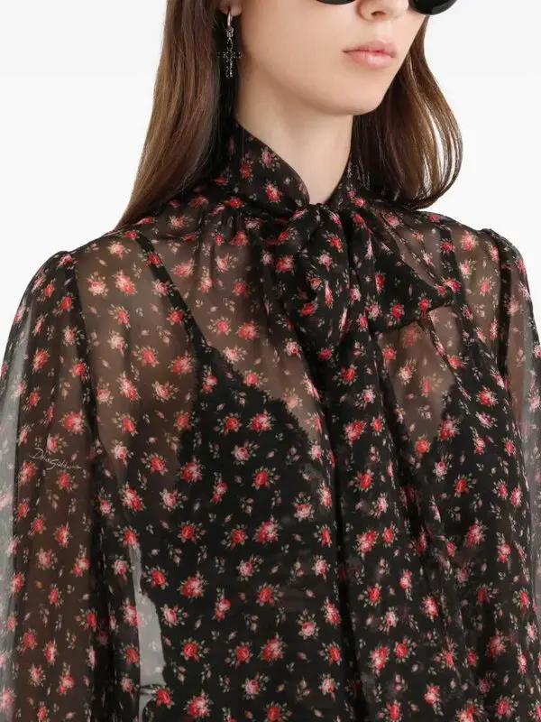Dolce & Gabbana Silk Floral Print Blouse