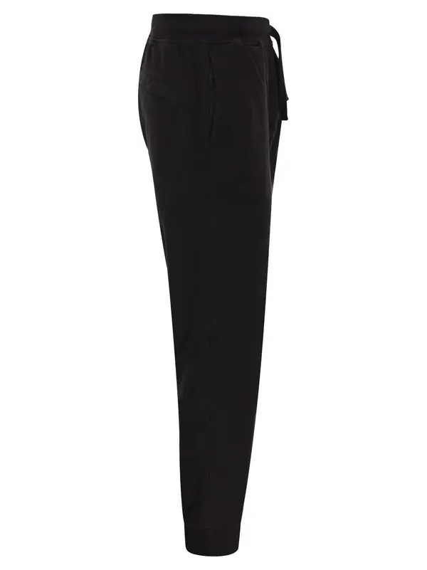 Stone Island Cotton Jogger Trousers With Cargo Pocket And Compass Badge - Black