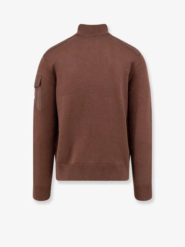 Moncler Virgin Wool Cardigan With Logo Patch - Multicolor