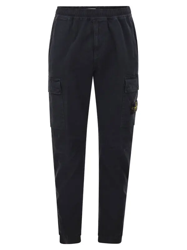 Stone Island Cargo Trousers In Cotton Twill