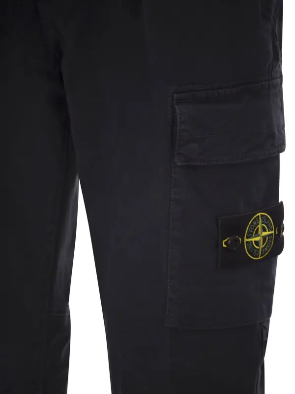 Stone Island Cargo Trousers In Cotton Twill
