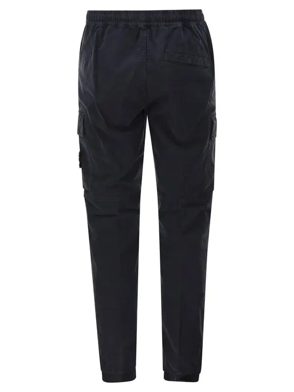 Stone Island Cargo Trousers In Cotton Twill - Blue