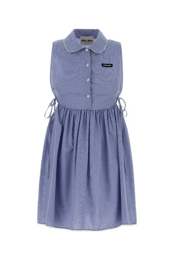 Miu Miu Embroidered Cotton Mini Dress - Multicolor