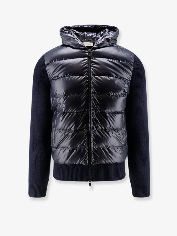 Moncler Down Jacket With Virgin Wool Inserts - Multicolor