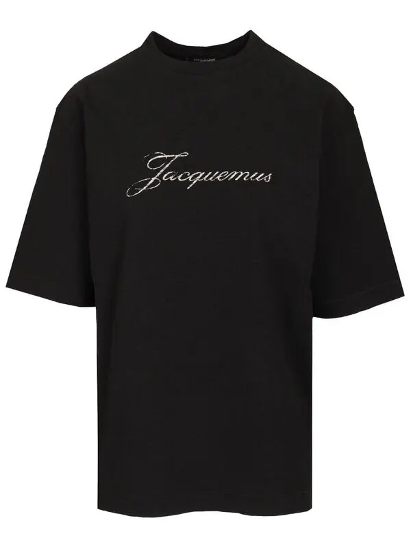 Jacquemus T-shirt With Script Logo - Black