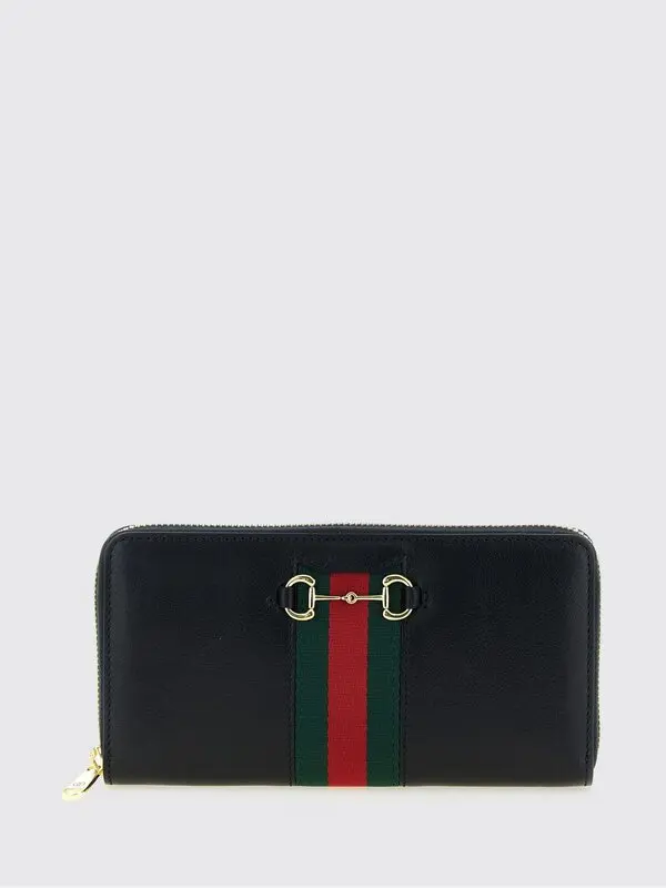Gucci Horsebit Web Zip Wallet - Black