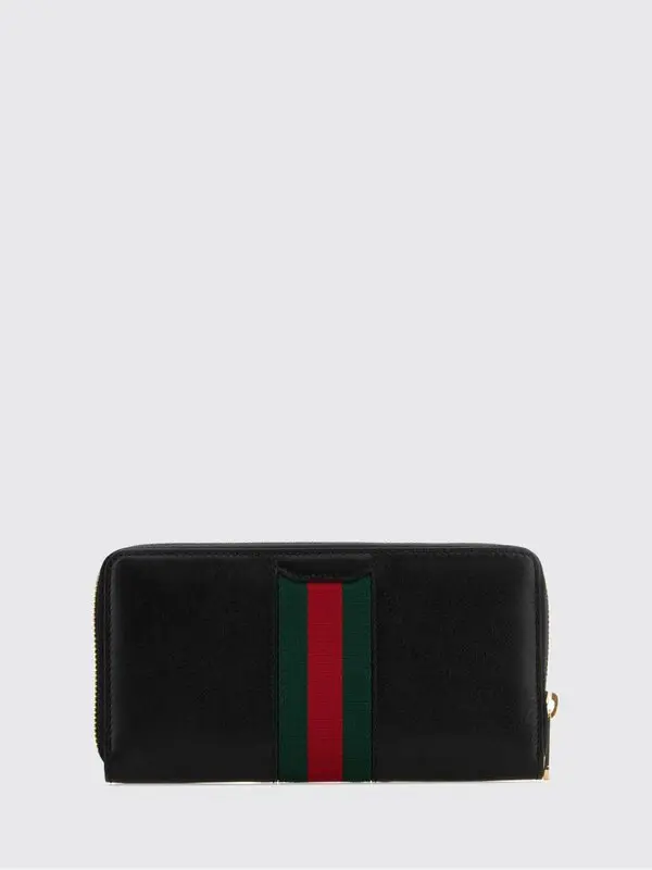 Gucci Horsebit Web Continental Calfskin Zip Wallet - Black