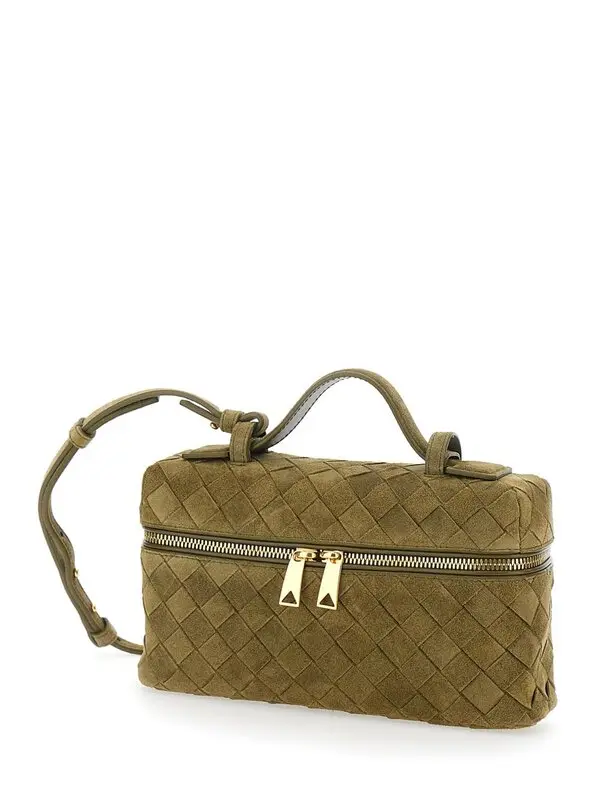 Bottega Veneta Intrecciato Suede Vanity Case - Green