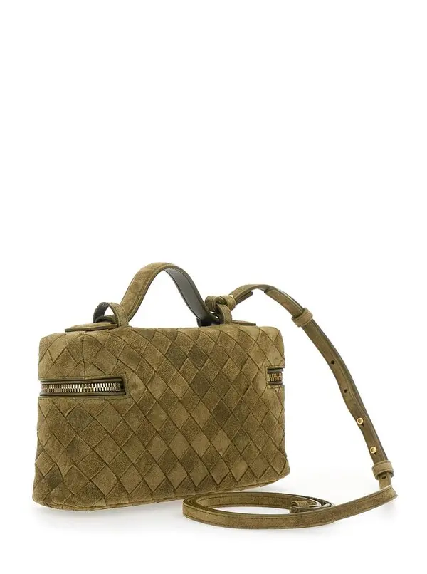 Bottega Veneta Intrecciato Suede Vanity Case - Green