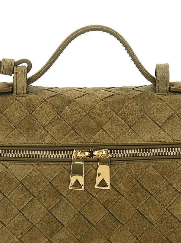 Bottega Veneta Intrecciato Suede Vanity Case - Green