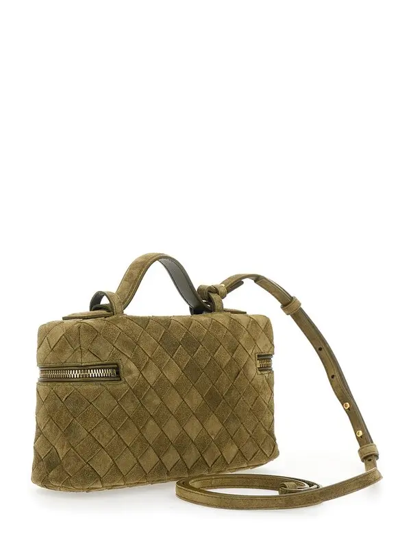 Bottega Veneta Intrecciato Suede Vanity Case - Green