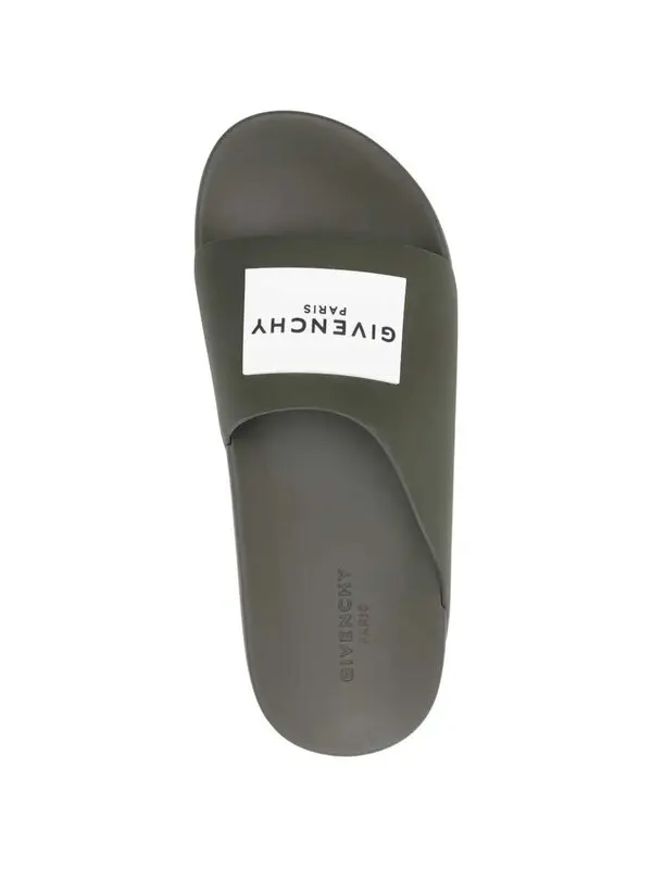 Givenchy Logo Slide Sandals - Green
