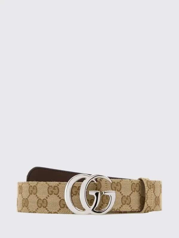Gucci Gg Marmont Canvas Belt With An Interlocking Monogram Buckle - Brown