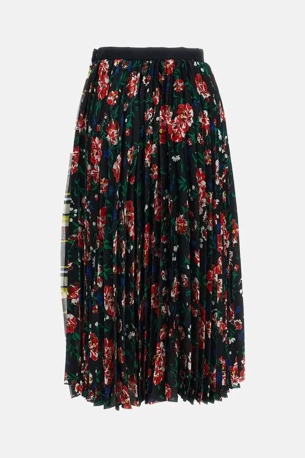 Sacai Pattern Mix Pleated Skirt