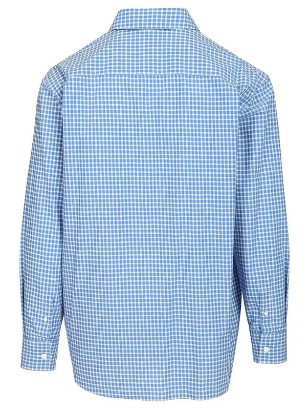 Loewe Lightweight Textured Checked Cotton Shirt - Blue