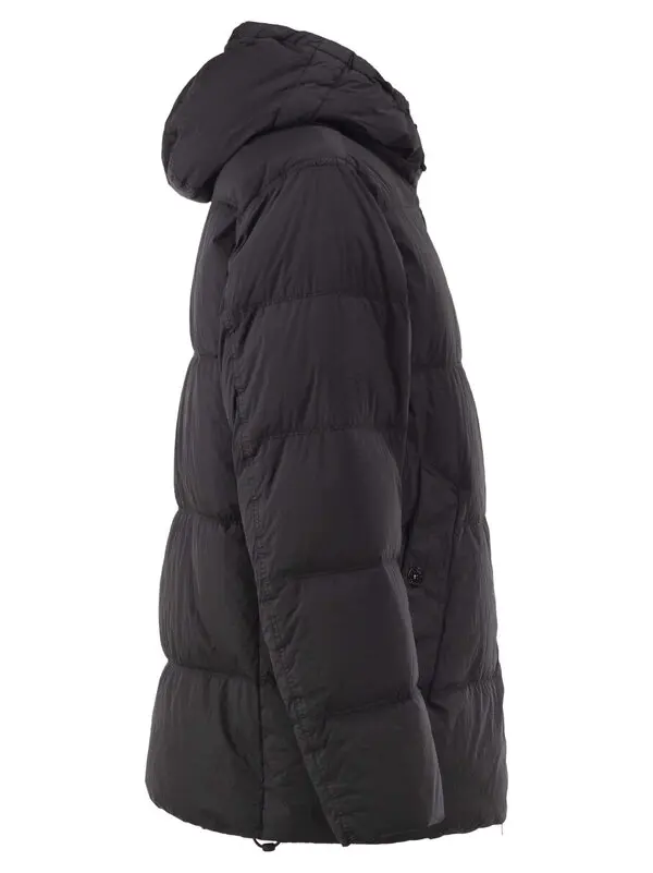 Stone Island Garment Dyed Crinkle Reps Ny Hooded Down Jacket With Duck Down Padding - Blue