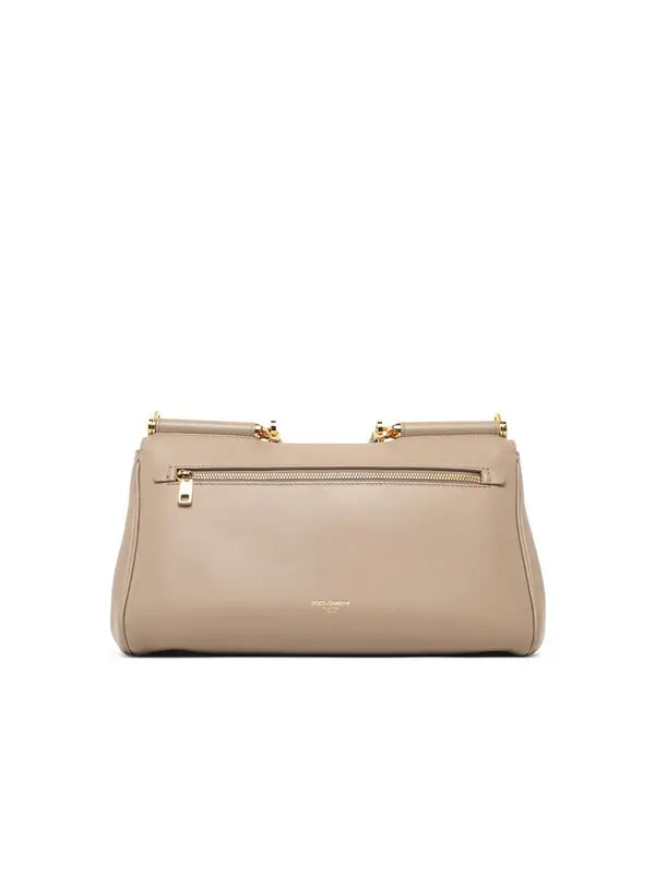 Dolce & Gabbana My Sicily' Medium Bag In Beige Leather - Cream