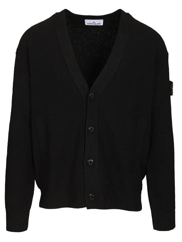 Stone Island V-neck Cardigan - Black