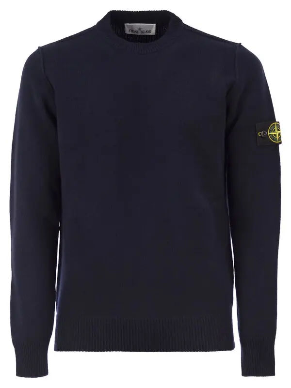 Stone Island Crew-neck Jumper With Reverse Stitch Details
