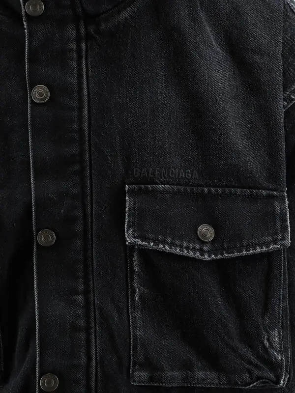 Balenciaga Denim Jacket With Embroidered Logo On The Front