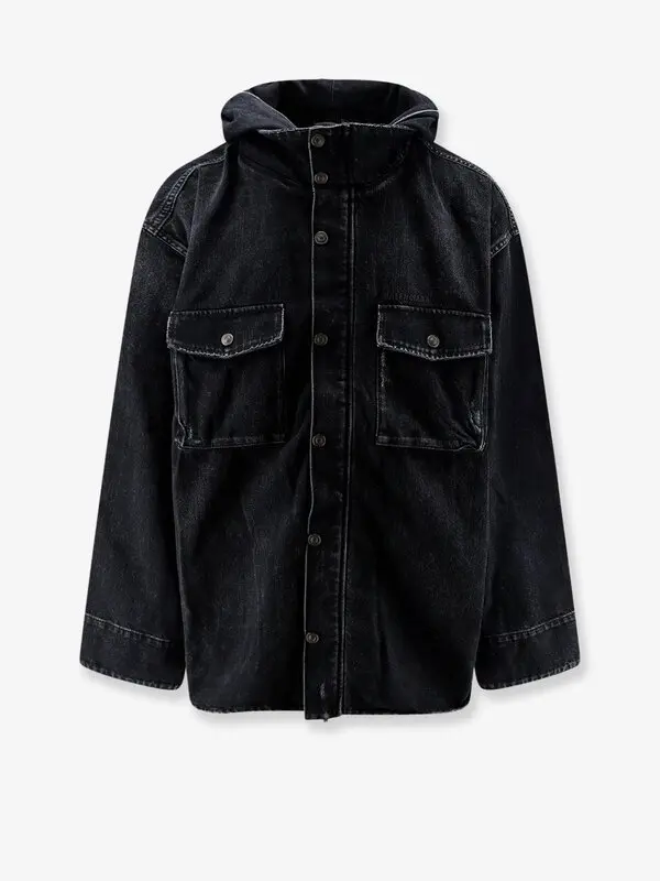Balenciaga Hooded Denim Jacket - Black