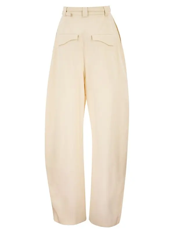 Sportmax Wide Leg Cotton Trousers With Integrated Belt - Multicolor