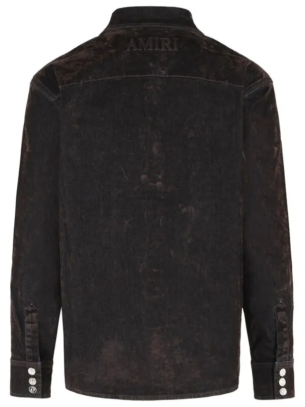 Amiri Flocked Inj Denim Shirt - Brown
